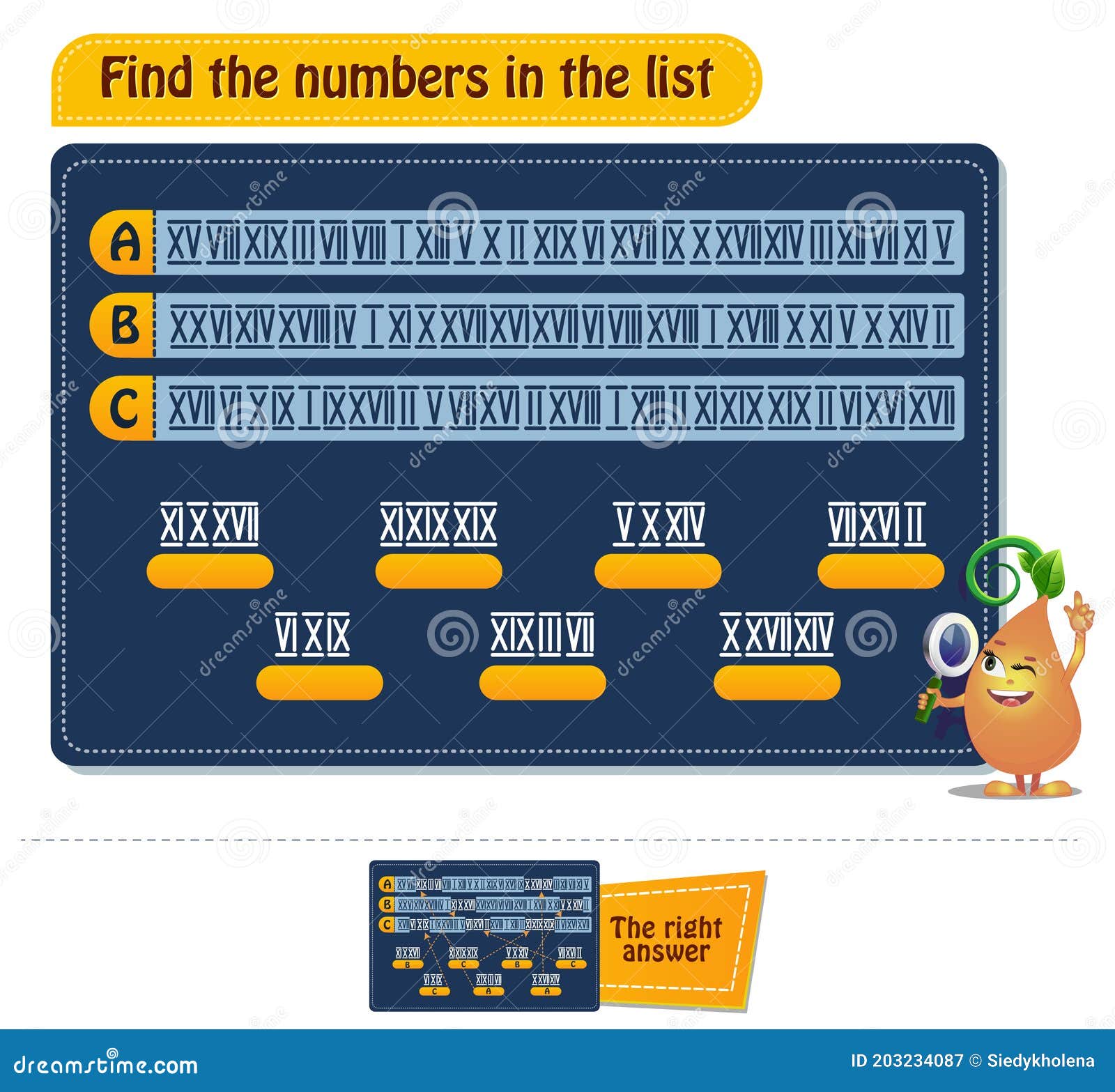 Game Find the Roman Numerals in the List Stock Vector - Illustration of ...