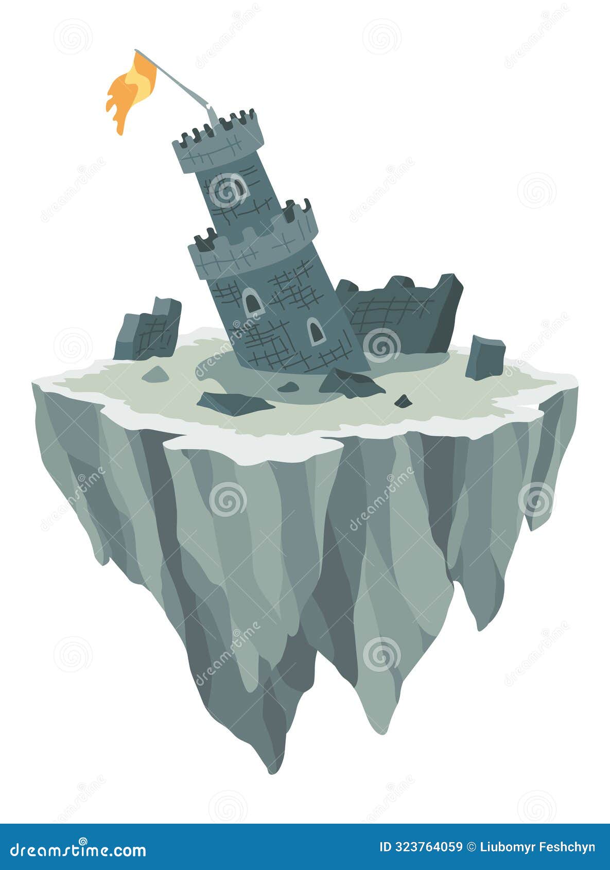 Ruin Of Old Castle Cartoon Vector | CartoonDealer.com #7452105