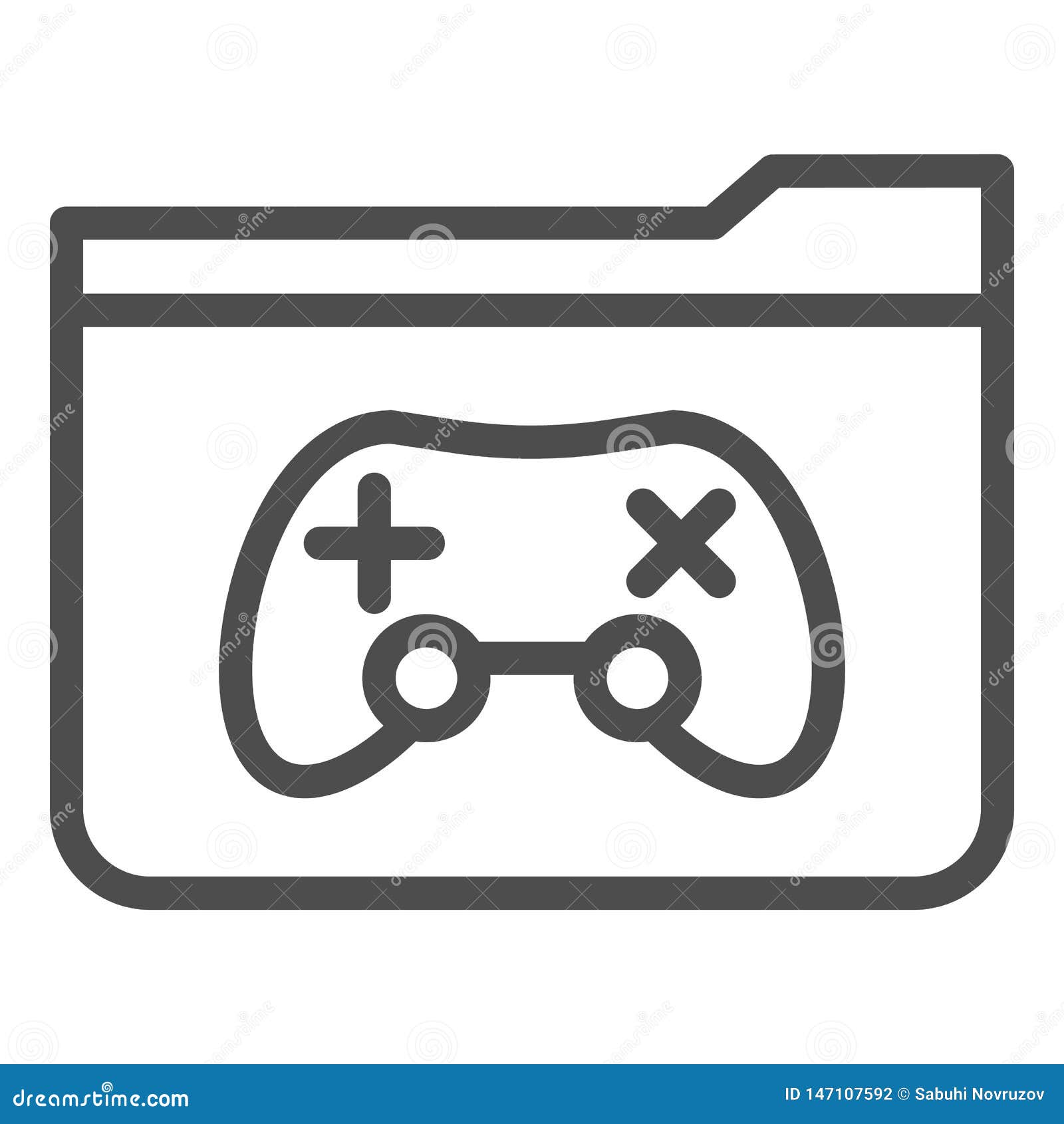 Game Folder Outline Icon Cartoon Vector | CartoonDealer.com #111073271