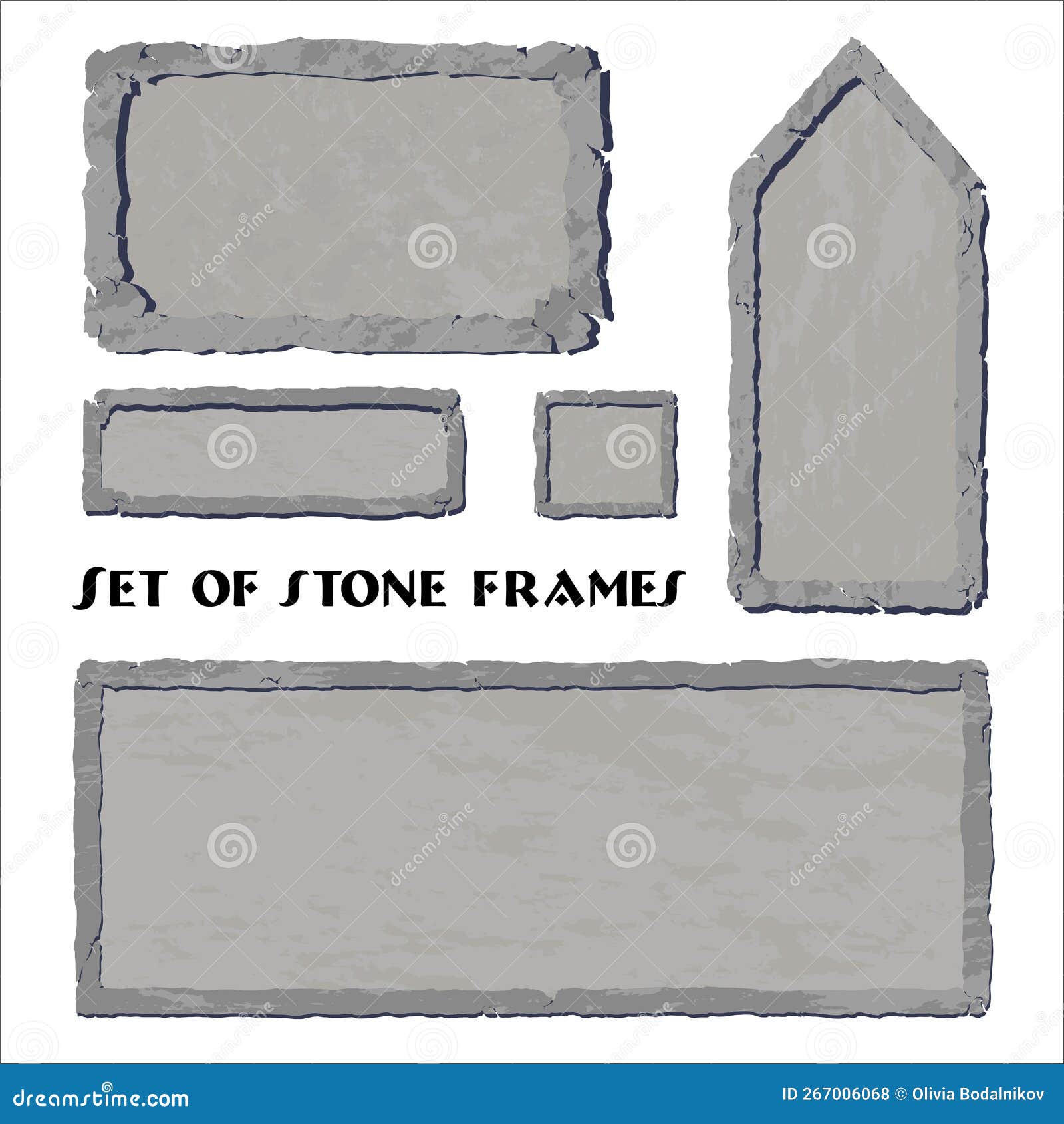 Cracked Stone Frames for Games, Flash. Rock Border Isolated on ...