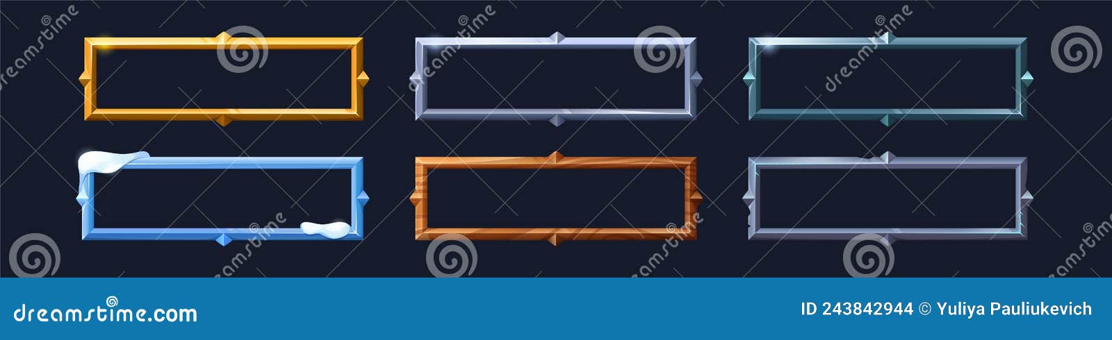 Game Frames with Gold, Silver, Wooden Texture Stock Vector ...
