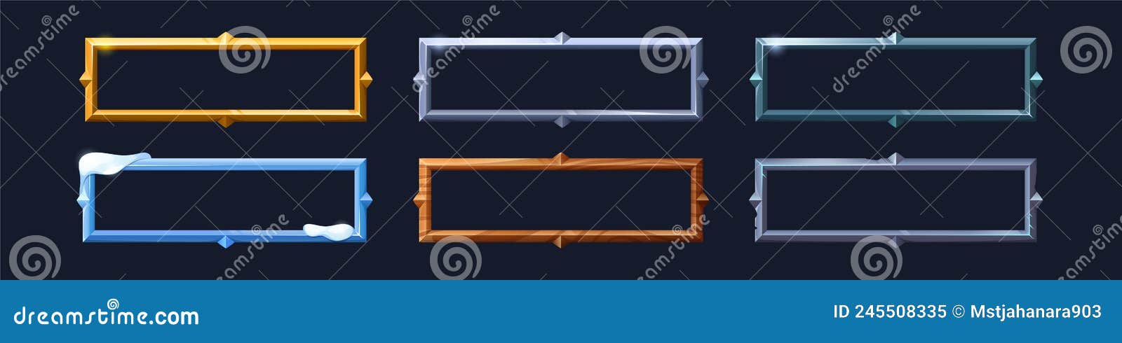 Game Frames with Gold, Silver, Wooden Texture Stock Vector ...