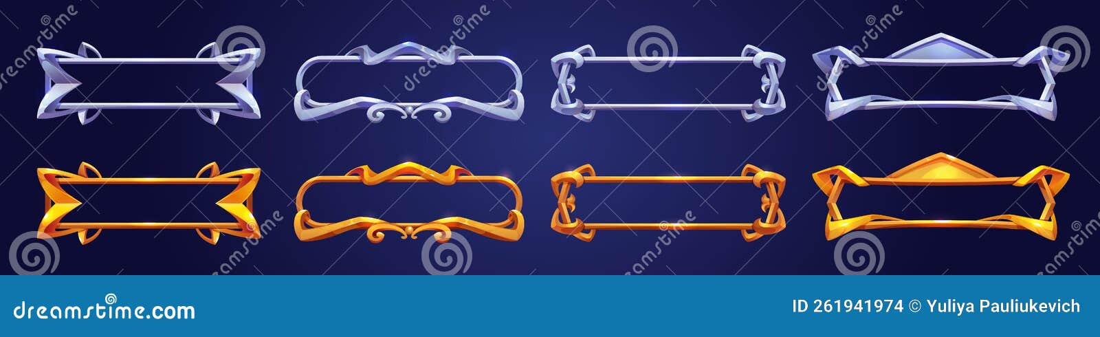 Game Frames, Silver and Gold Ui Borders Evolution Stock Vector ...