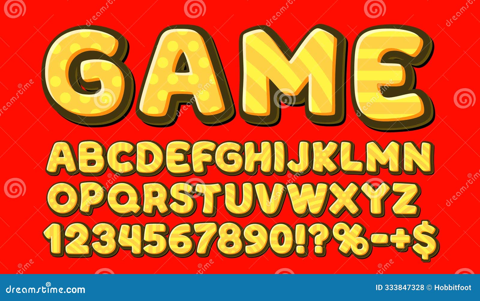 Game Fun Font Set Collection, Letters and Numbers Symbol. Vector ...