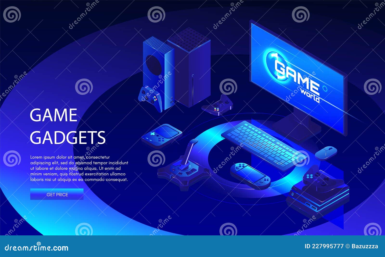 Game Gadgets Web Banner Template. Gamers Equipment. Game Console ...