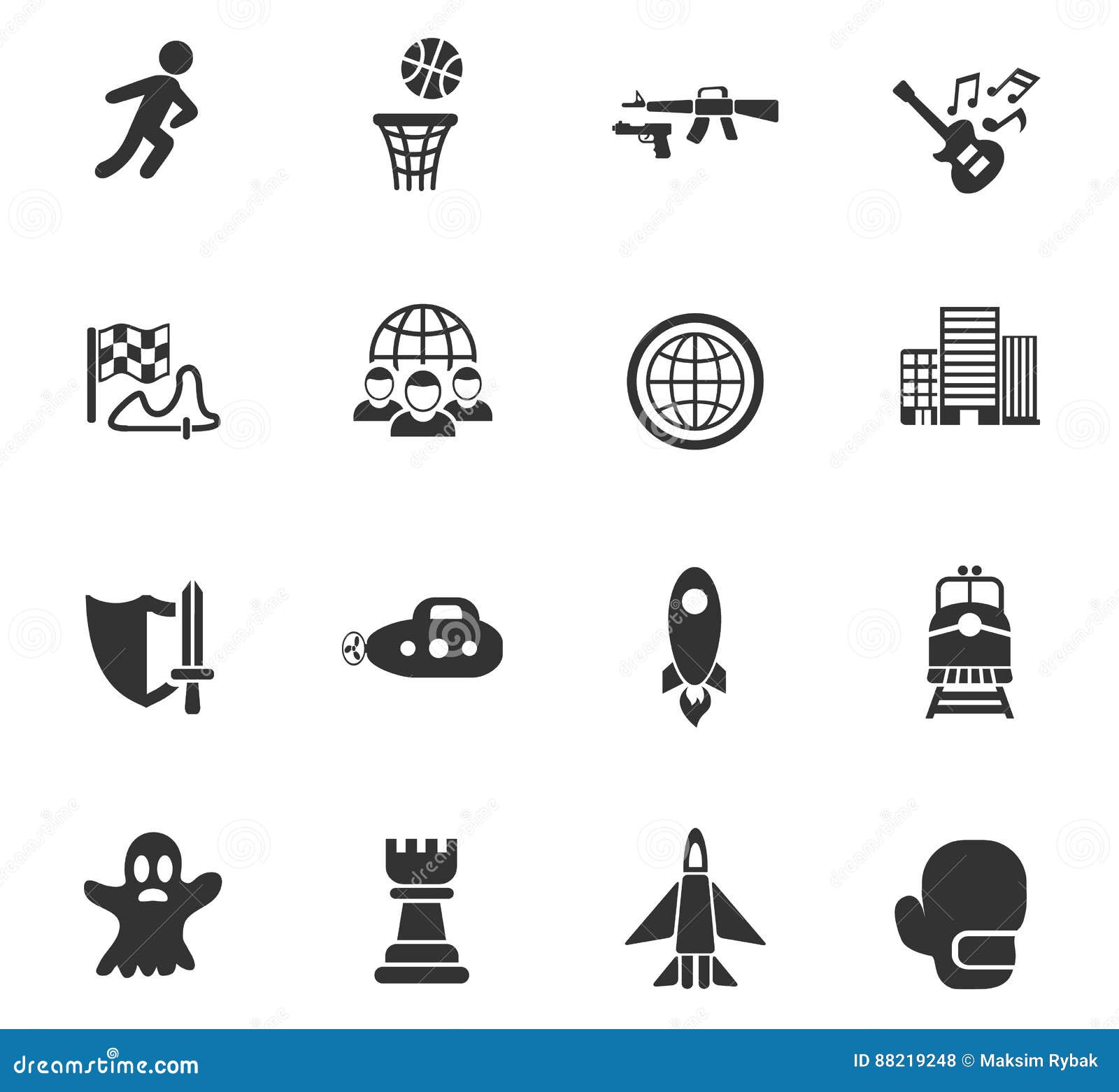 Game genre icon set stock vector. Illustration of shooter - 88219248
