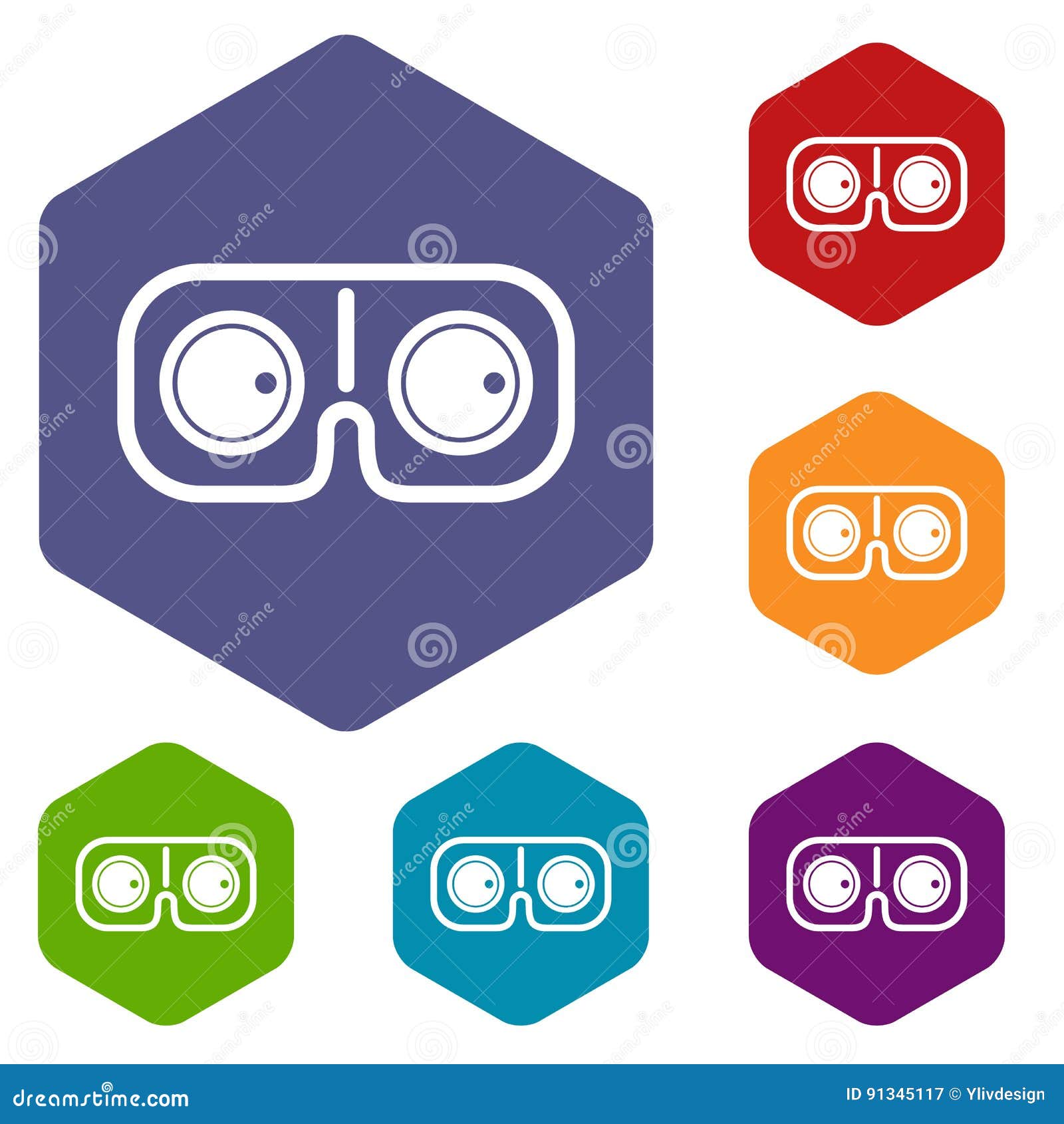 Game Glasses Icons Set Hexagon Stock Vector - Illustration of gamer ...