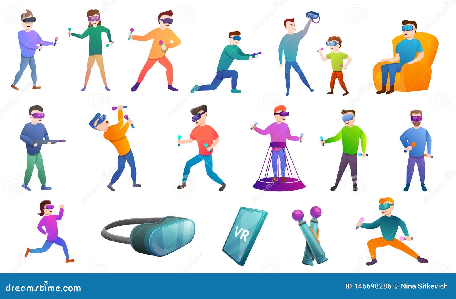 Game Goggles Icons Set, Cartoon Style Stock Vector - Illustration of ...