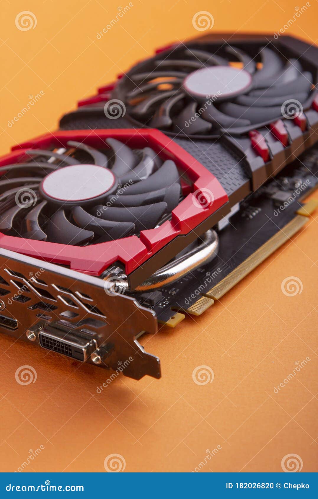 Game Graphics Video Card Isolated on Orange Background Stock Photo ...