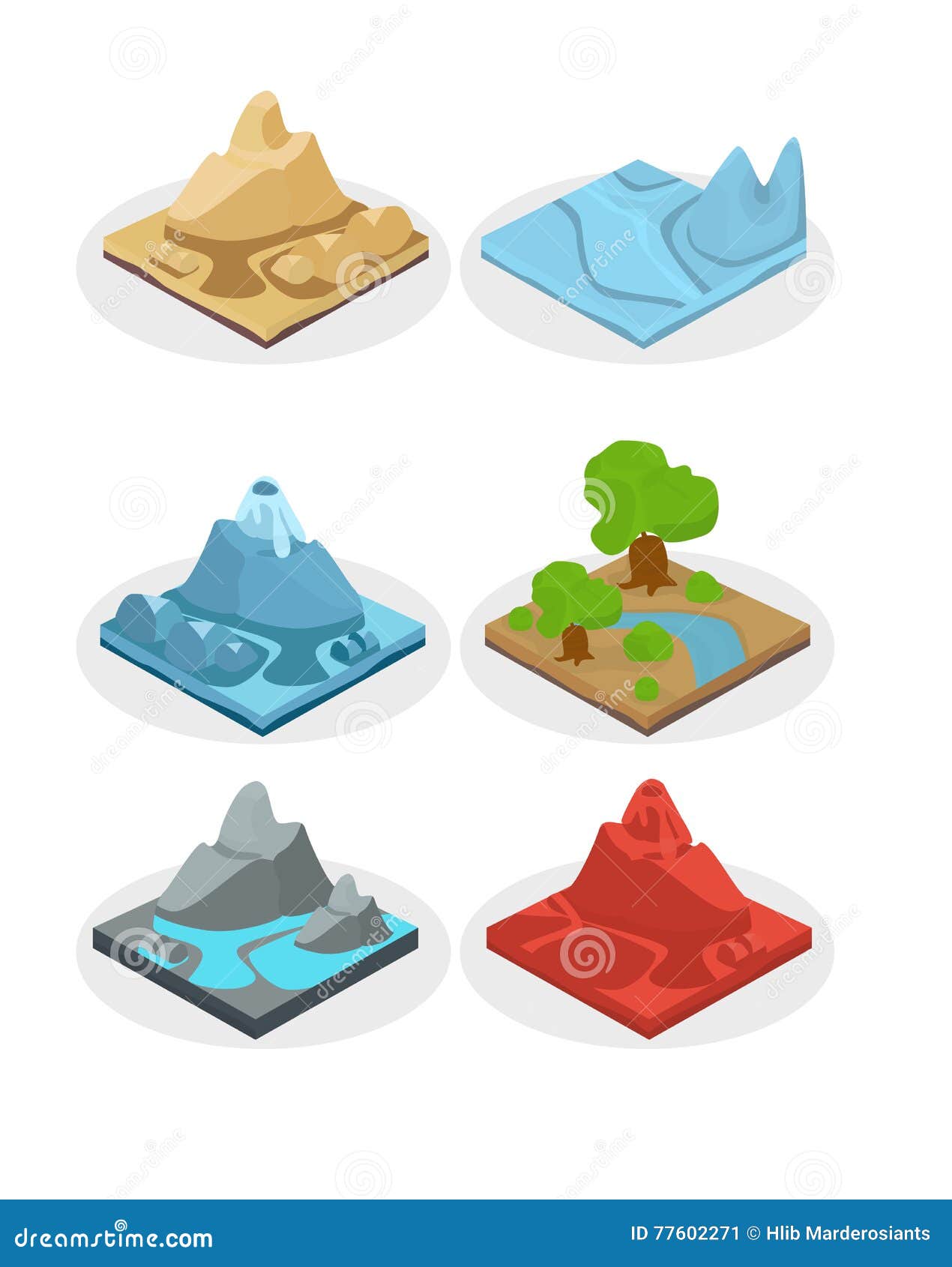 Game Ground Items. Nature Stone, Landscape in Cartoon Style Interface ...