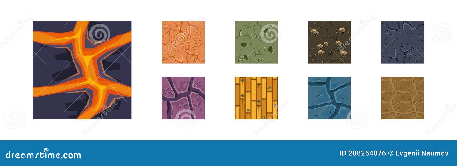 Game Ground Pattern and Land Top View Texture Vector Set Stock ...