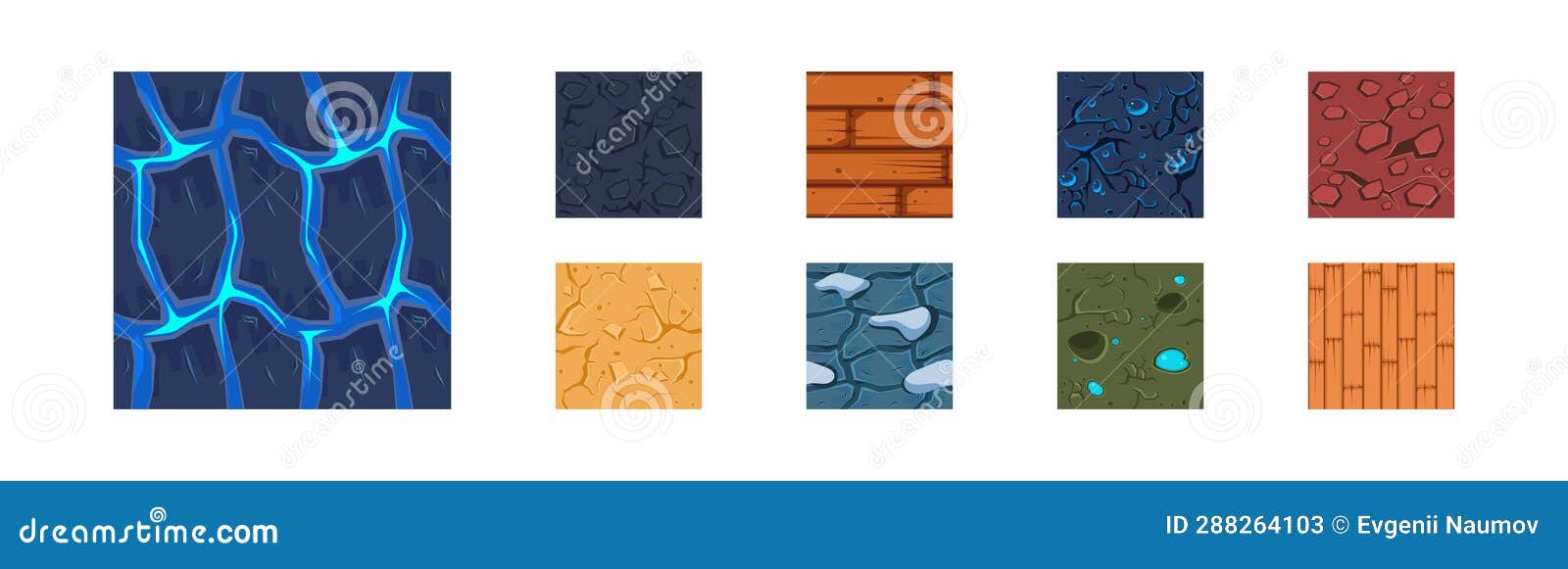 Game Ground Pattern and Land Top View Texture Vector Set Stock Vector ...