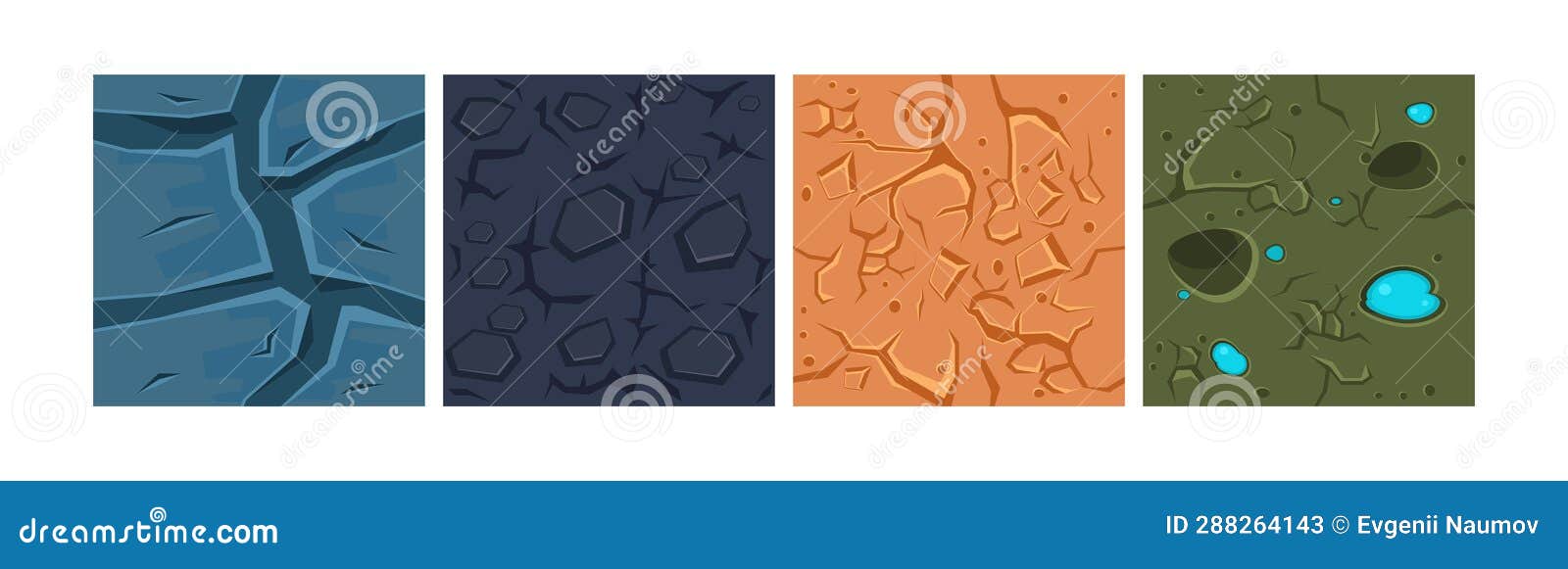 Game Ground Pattern and Land Top View Texture Vector Set Stock Vector ...