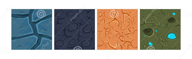 Game Ground Pattern and Land Top View Texture Vector Set Stock ...