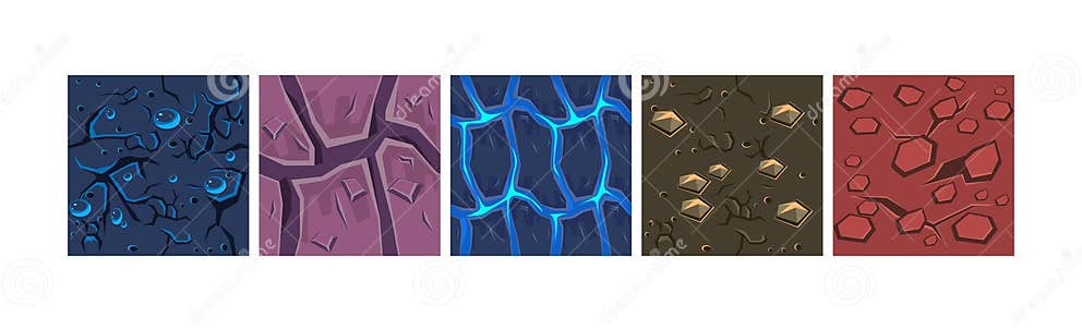 Game Ground Pattern and Land Top View Texture Vector Set Stock ...