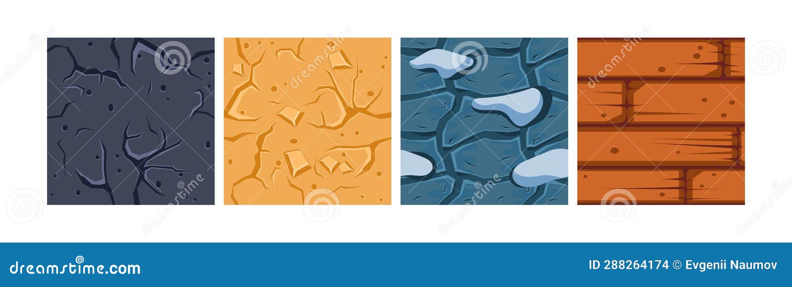 Game Ground Pattern and Land Top View Texture Vector Set Stock ...