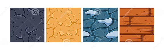 Game Ground Pattern and Land Top View Texture Vector Set Stock ...