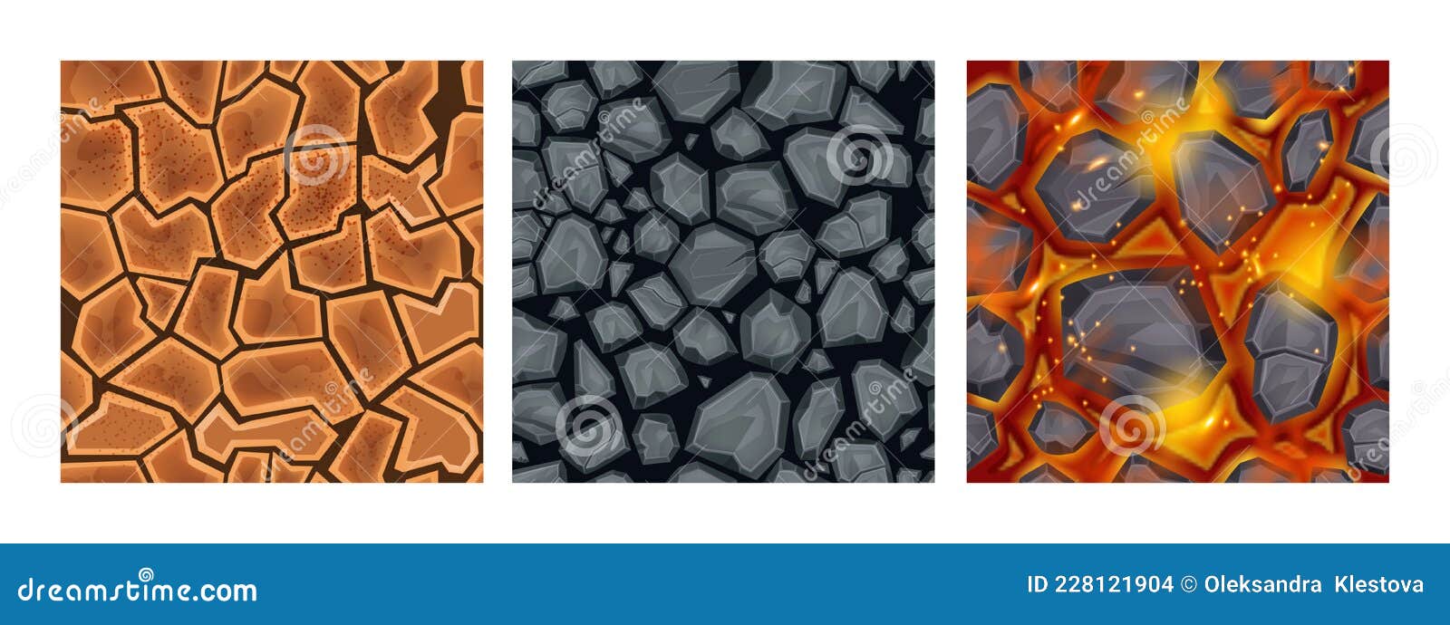 Game Ground Seamless Pattern Set, Nature Earth Top View Texture ...