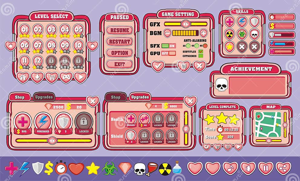 Game gui 20 stock vector. Illustration of element, color - 65892821