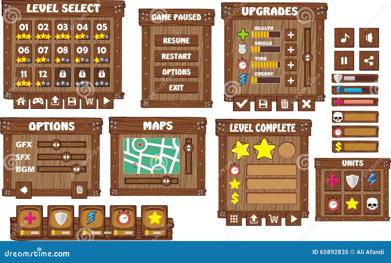 Game gui 5 stock vector. Illustration of concept, graphical - 65892835