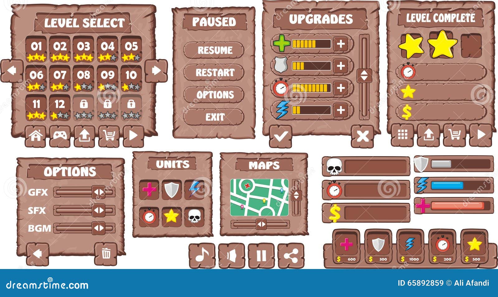 Game gui 8 stock vector. Illustration of complete, pieces - 65892859