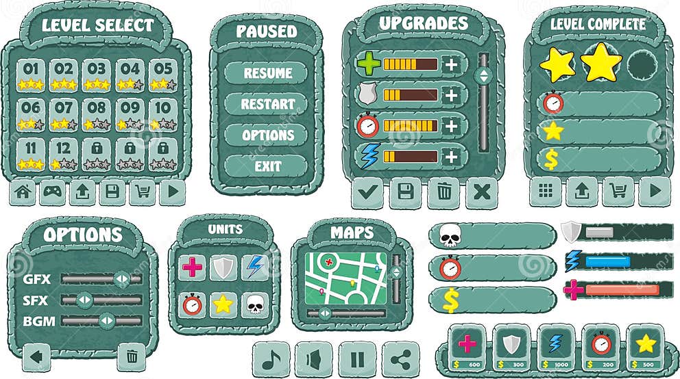 Game gui 7 stock vector. Illustration of design, funny - 65892870