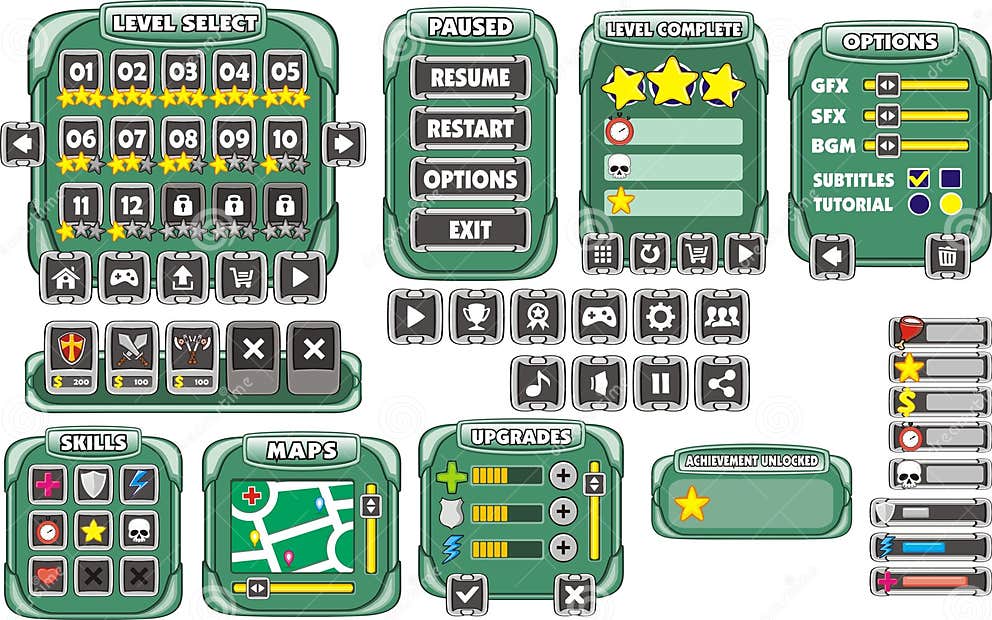 Game gui 19 stock vector. Illustration of accessories - 65892937