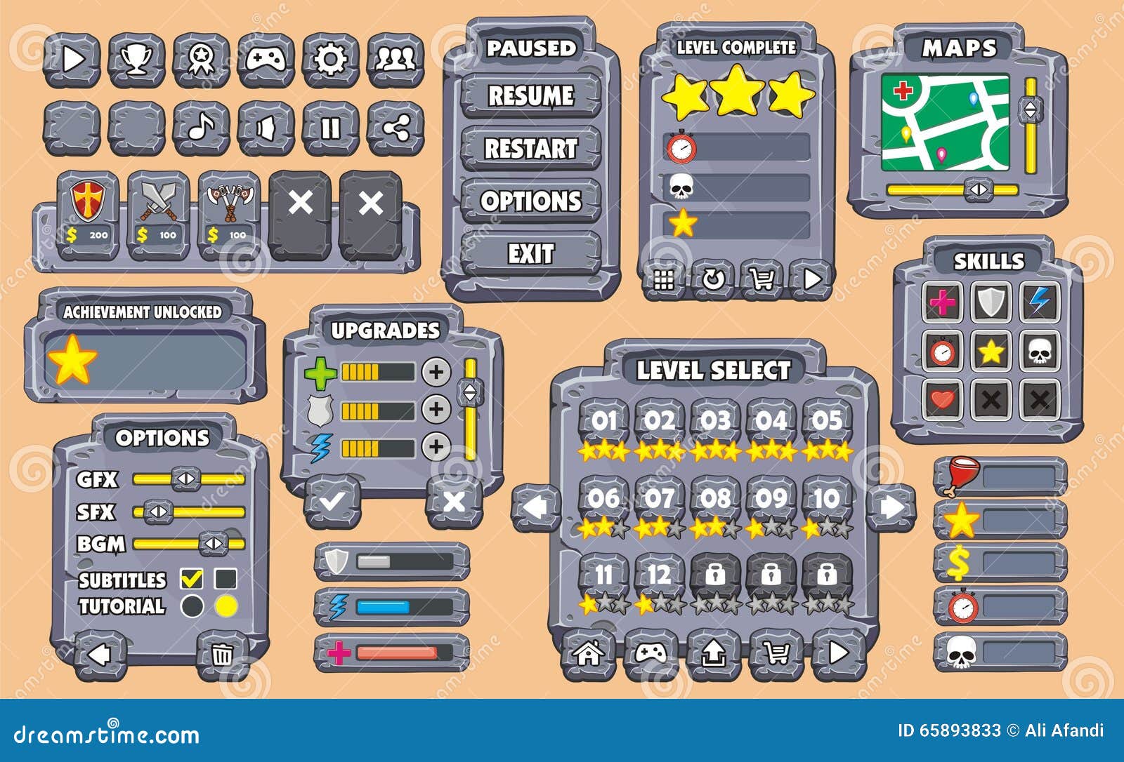 Game gui 21 stock vector. Illustration of mobile, funny - 65893833