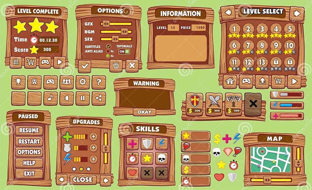 Game gui 30 stock vector. Illustration of interface, icons - 65893835