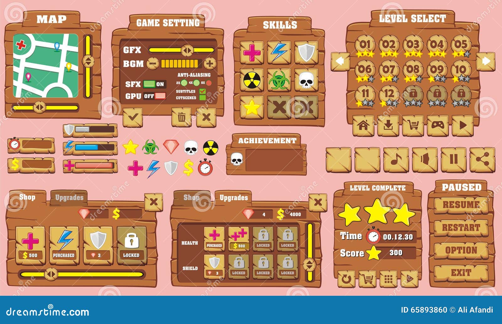 Game gui 27 stock vector. Illustration of games, mobile - 65893860