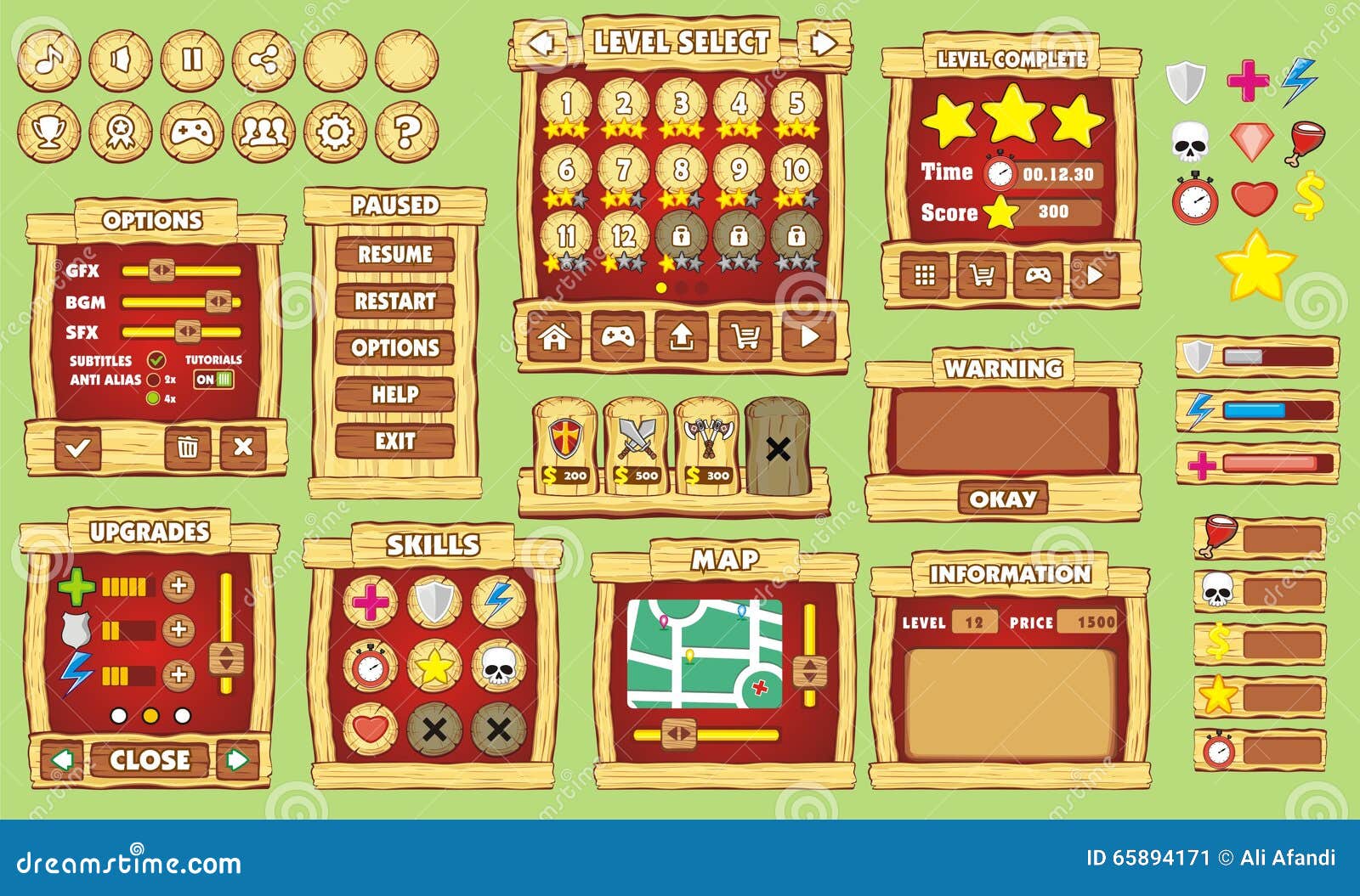 Game gui 40 stock vector. Illustration of complete, funny - 65894171