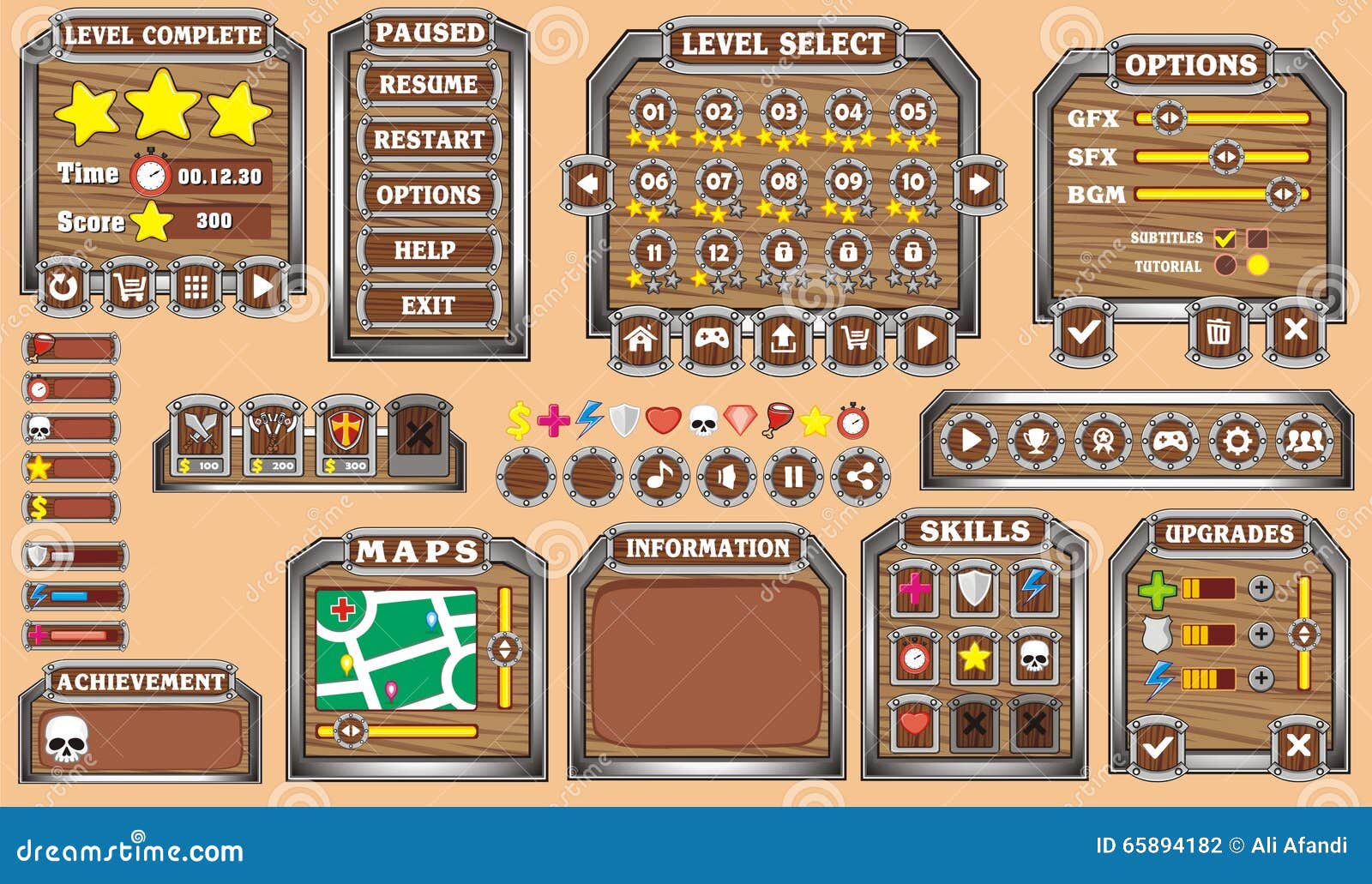 Game gui 32 stock vector. Illustration of element, progress - 65894182