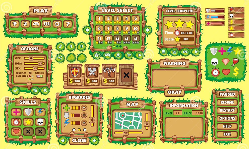 Game gui 36 stock vector. Illustration of resource, menu - 65894206