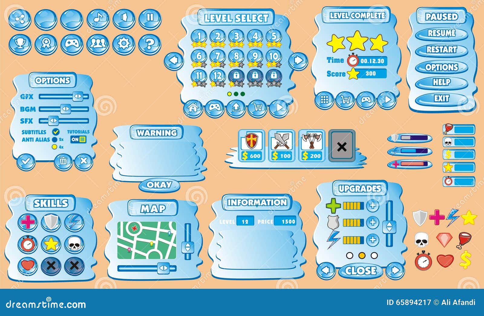 Game gui 39 stock vector. Illustration of stone, graphic - 65894217