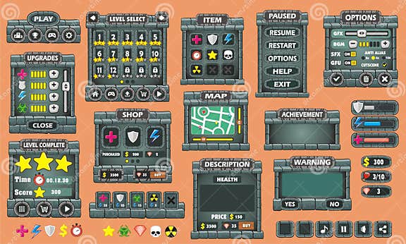 Game gui 46 stock vector. Illustration of graphic, design - 65894629