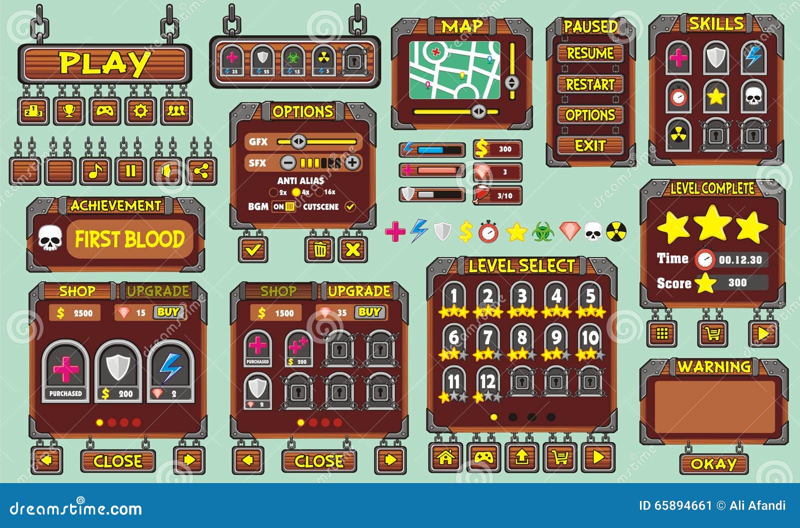 Game gui 49 stock vector. Illustration of resource, play - 65894661