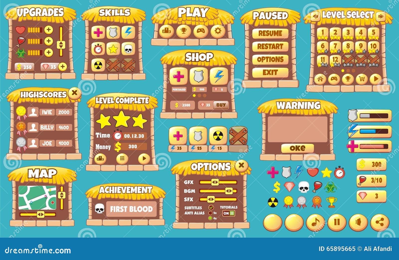 Game gui 54 stock vector. Illustration of application - 65895665