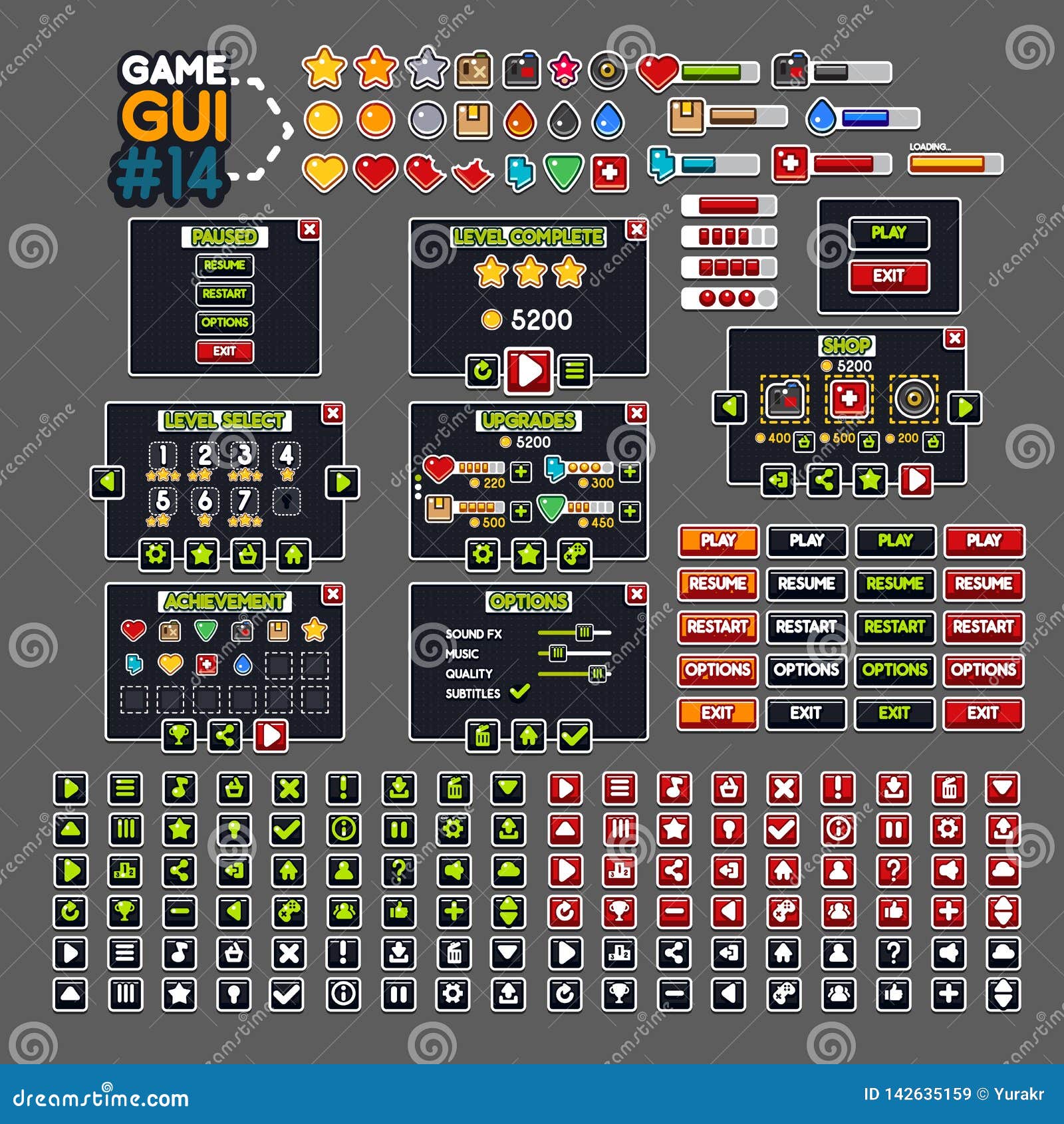 Game GUI #14 editorial stock image. Illustration of shield - 142635159