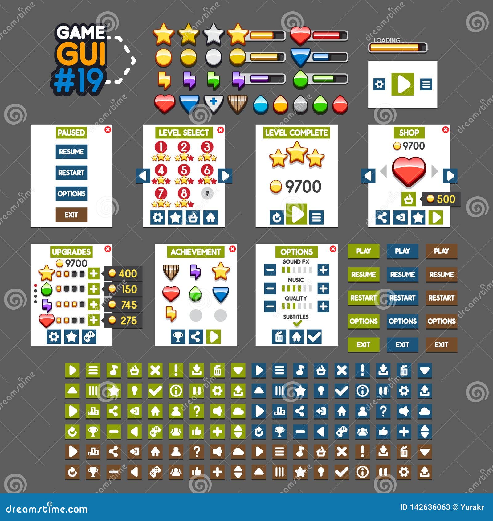 Game GUI #19 stock vector. Illustration of options, interface - 142636063