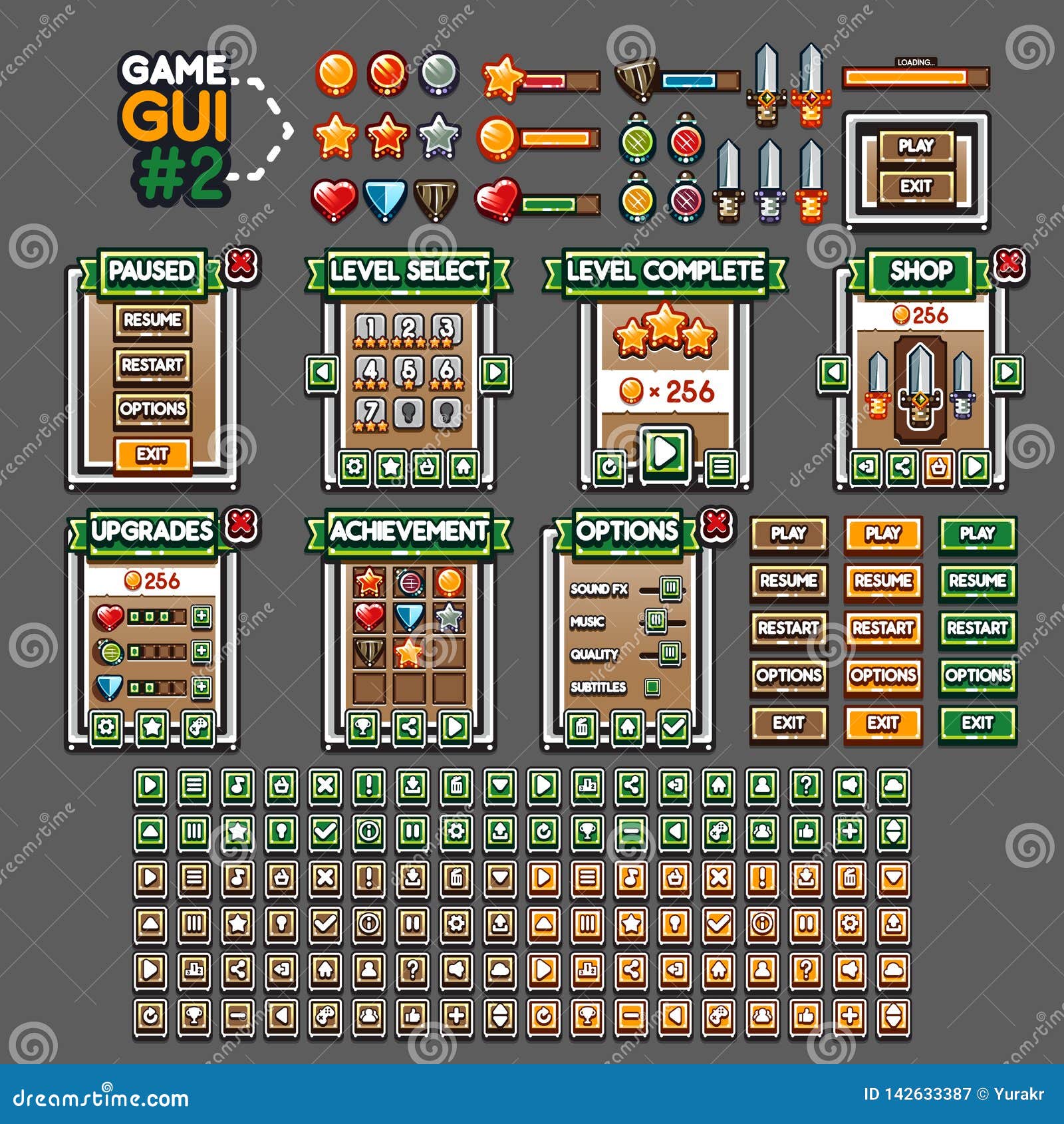 Game GUI 2 editorial photography. Illustration of exit - 142633387