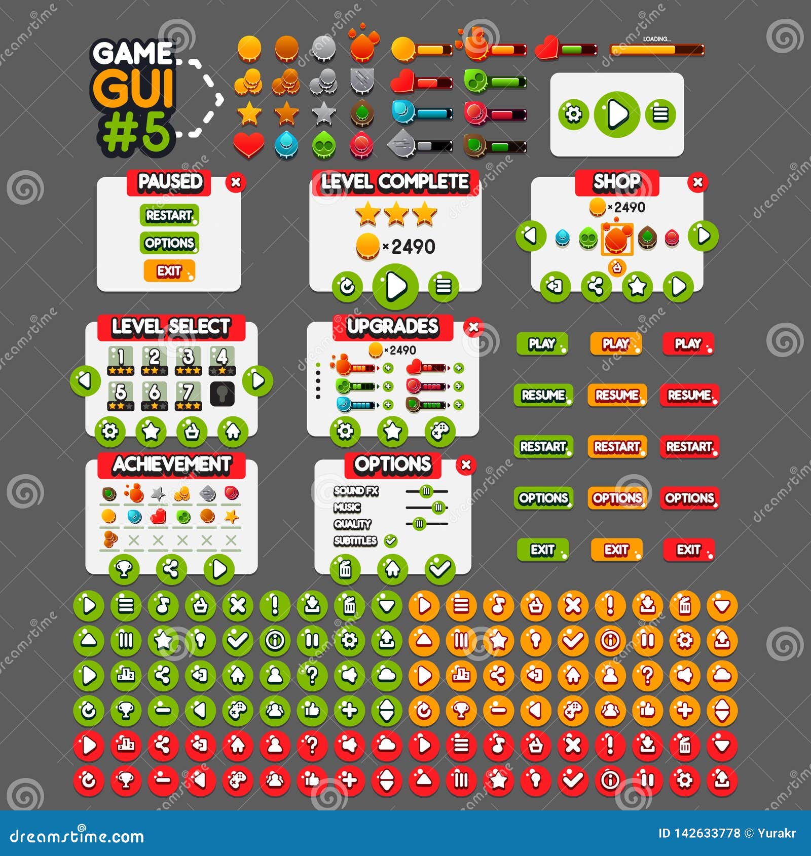 Game GUI 5 editorial stock photo. Illustration of items - 142633778