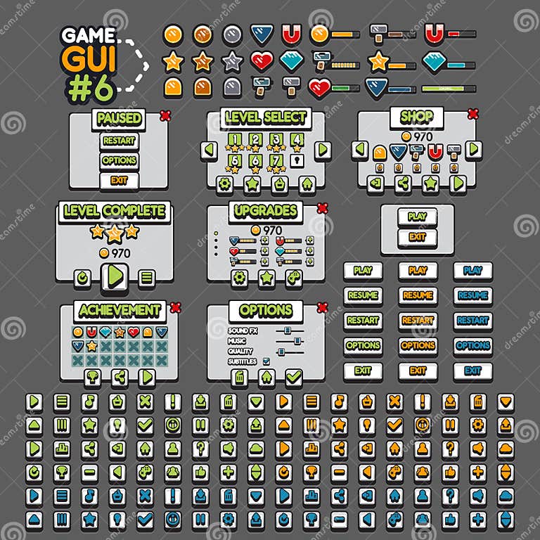 Game GUI 6 editorial stock photo. Illustration of level - 142633883
