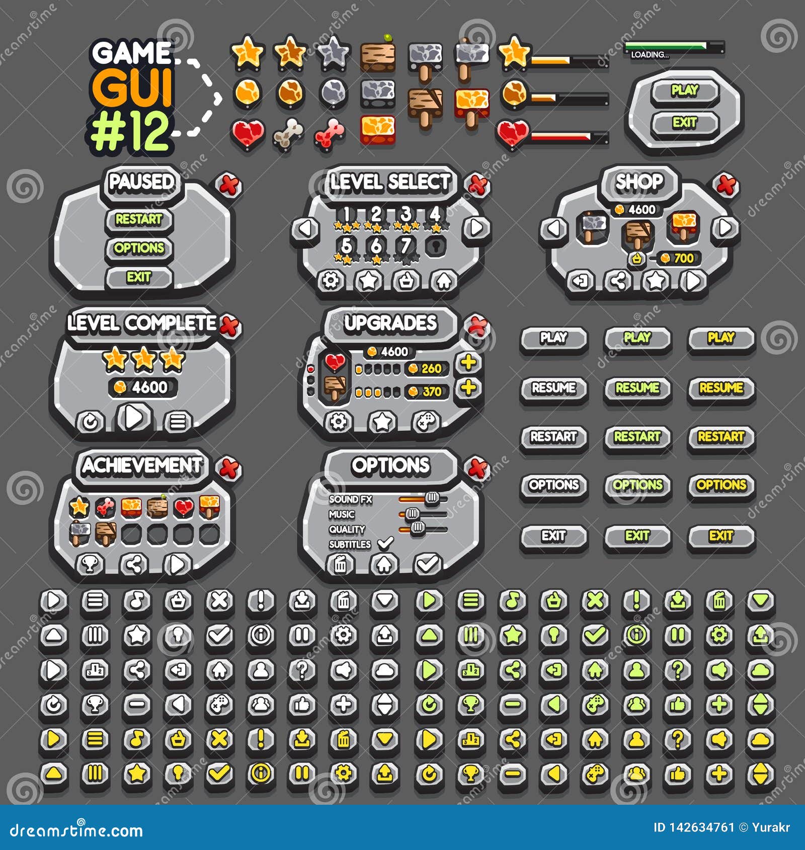 Game GUI 12 editorial photo. Illustration of game, hammer - 142634761