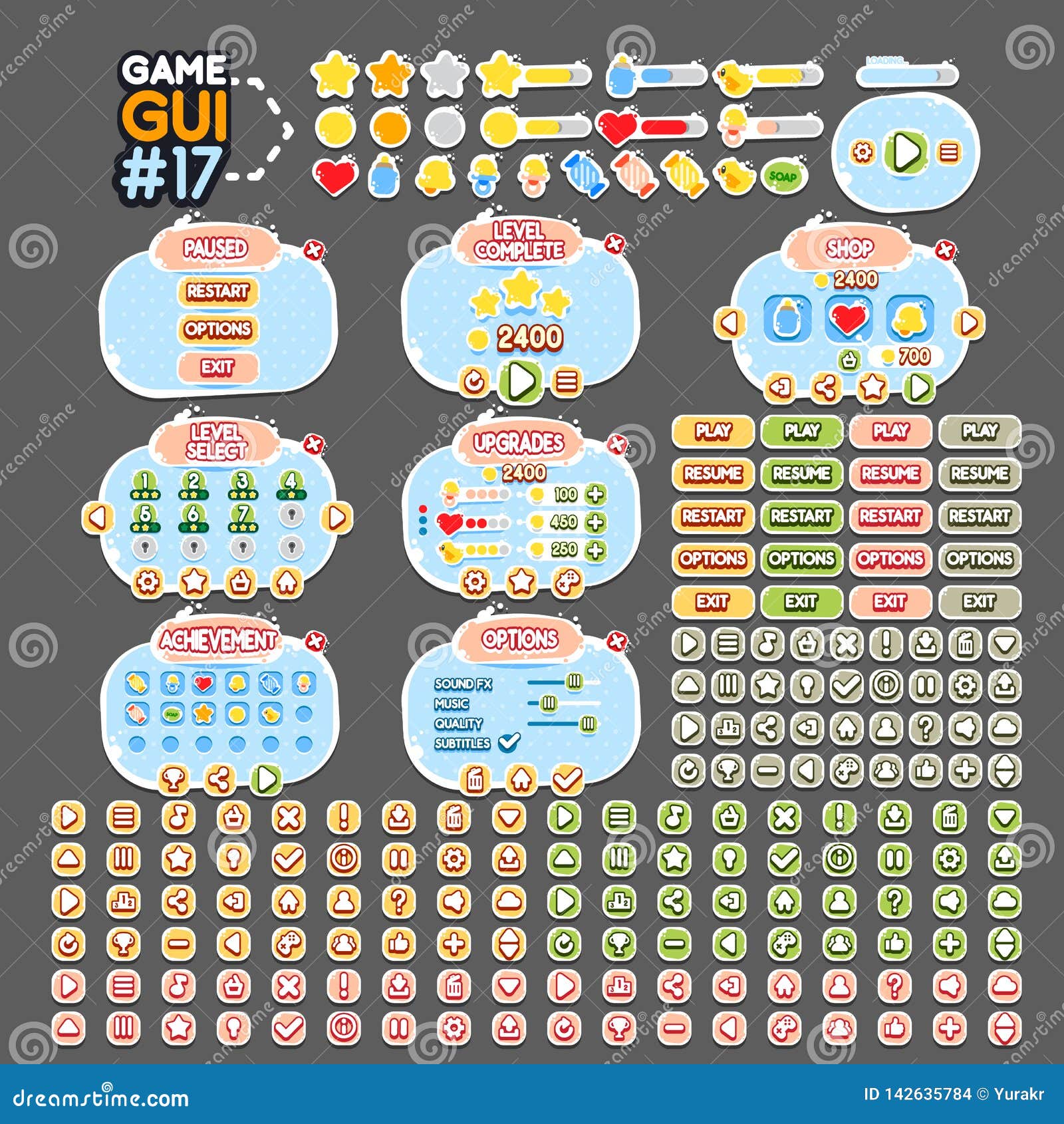 Game GUI #17 editorial stock image. Illustration of flat - 142635784