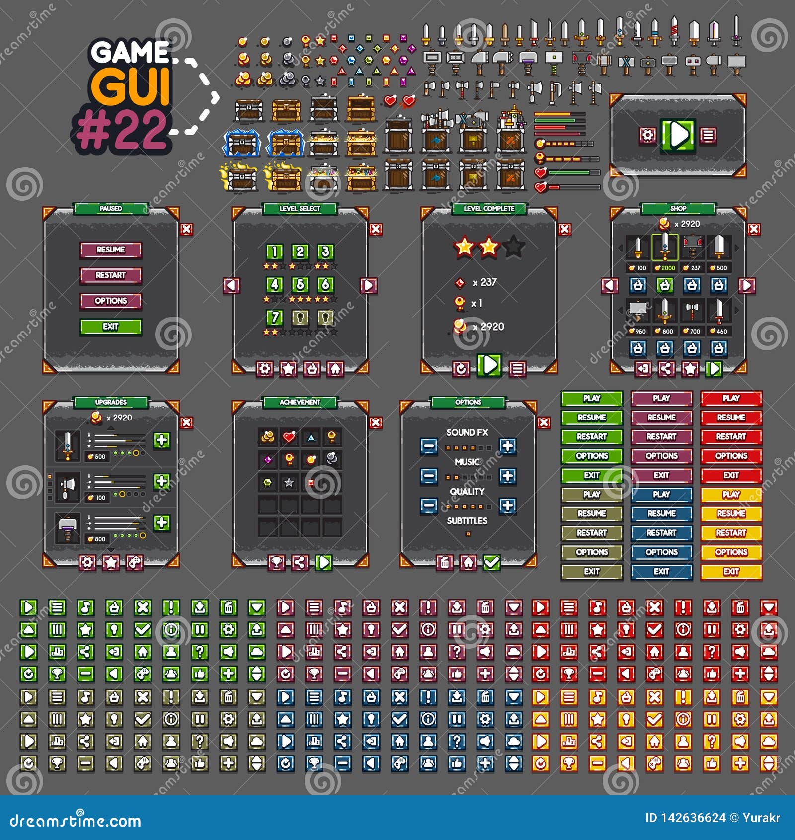 Game GUI 22 stock vector. Illustration of castle, board - 142636624