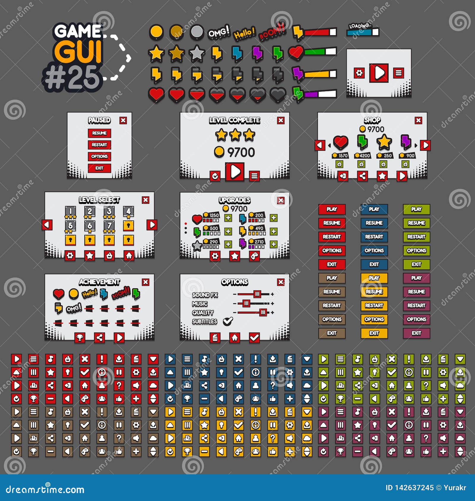 Game GUI #25 stock vector. Illustration of boom, abilities - 142637245
