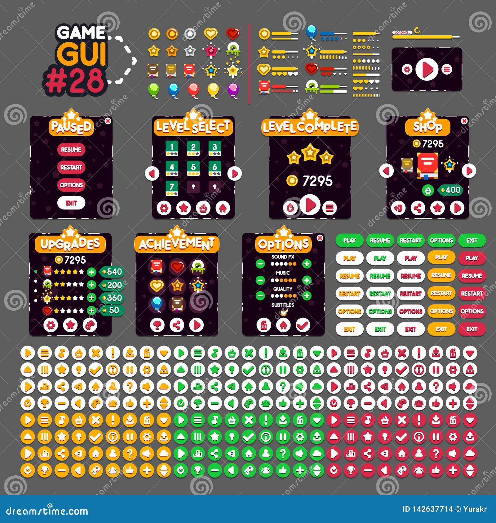 Game GUI #28 stock vector. Illustration of development - 142637714