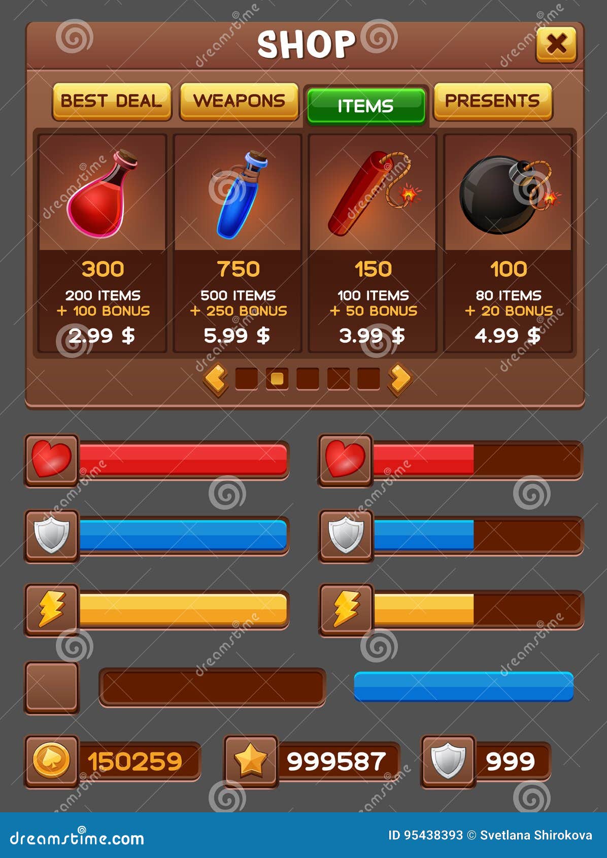 Game GUI pack stock vector. Illustration of board, collection - 95438393