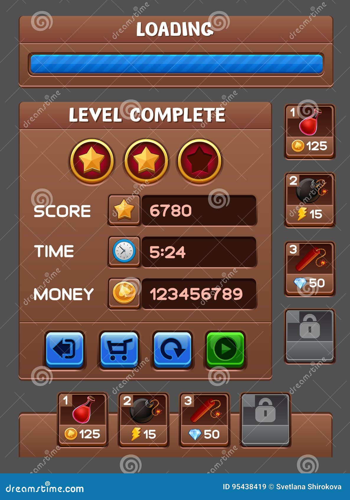 Game GUI pack stock vector. Illustration of screen, element - 95438419