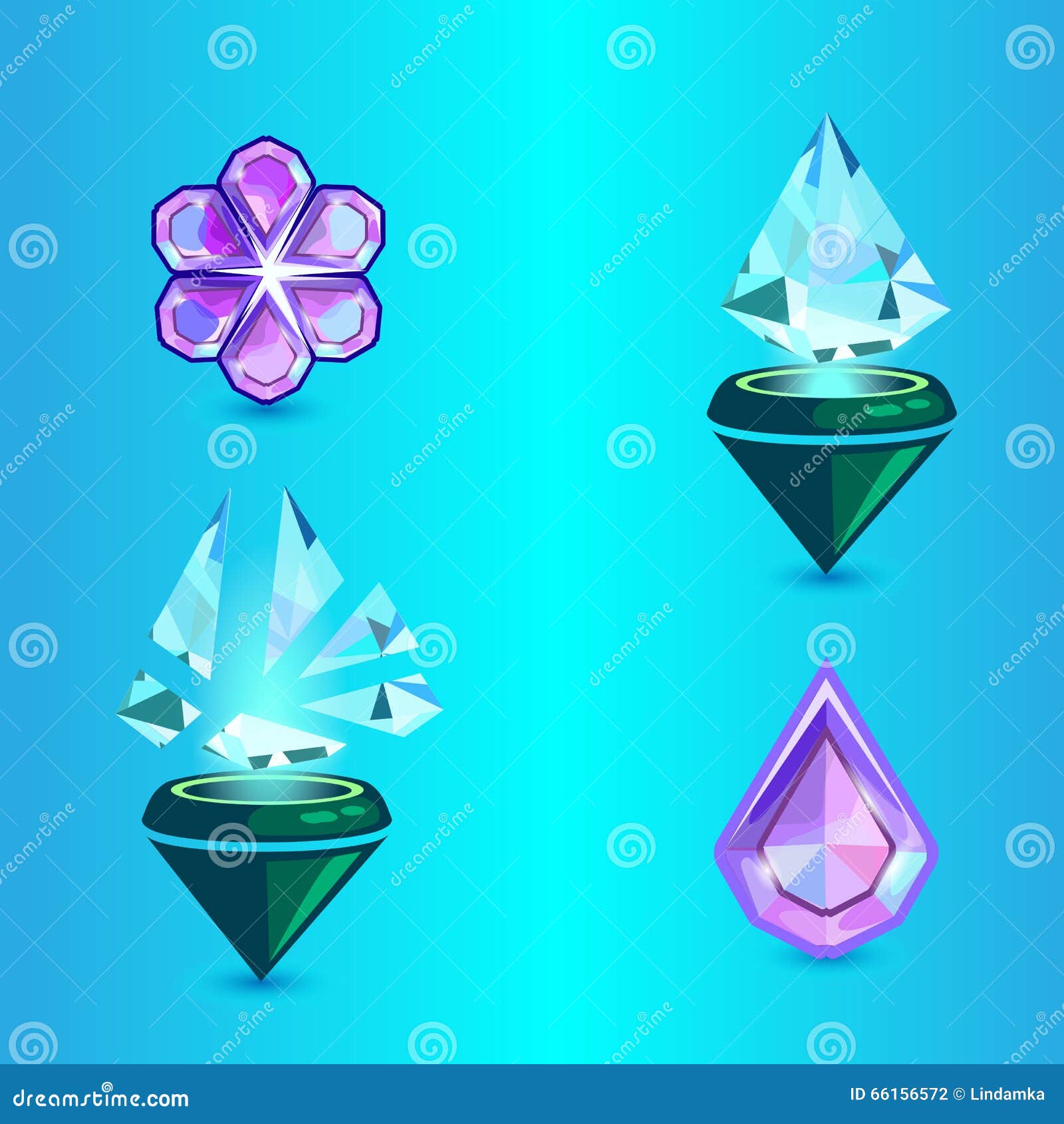 Game Icon of Magic Blue and Pink Crystal Stock Illustration ...